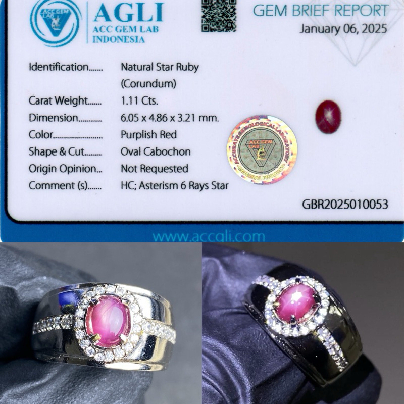Jual Size 8 / 17 - Natural Star Ruby 0,92 ct Ring Kunsar Memo AGLI | Shopee Indonesia