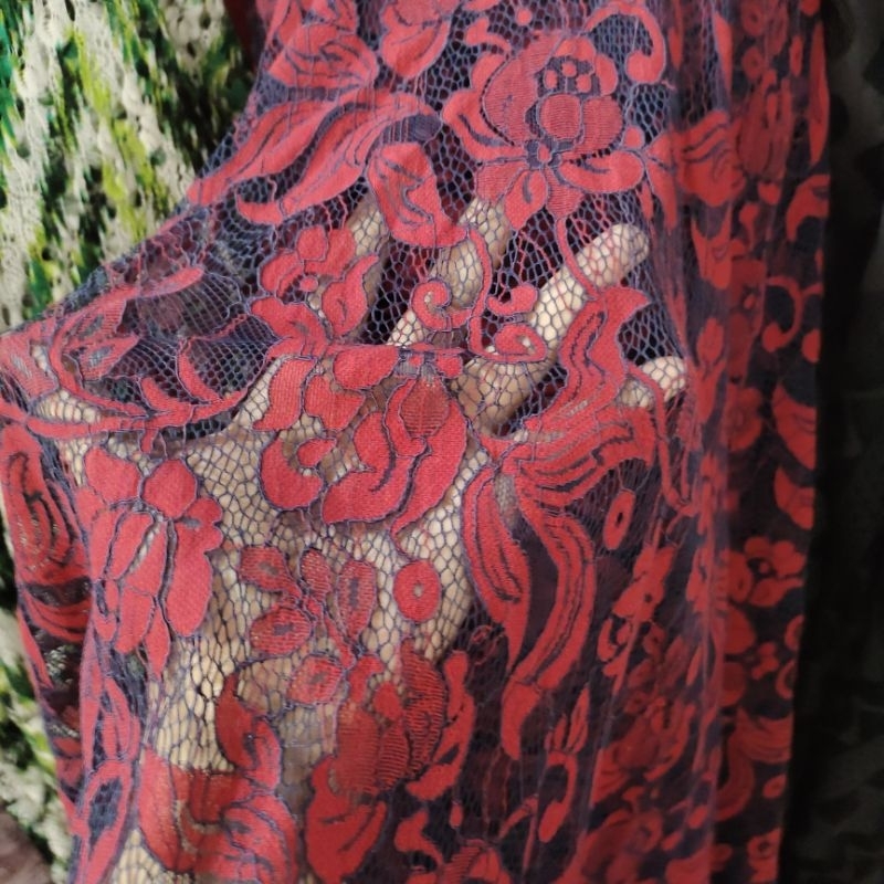 Jual kain tille brokat premium - bahan tille motif - kain kebaya asli ...