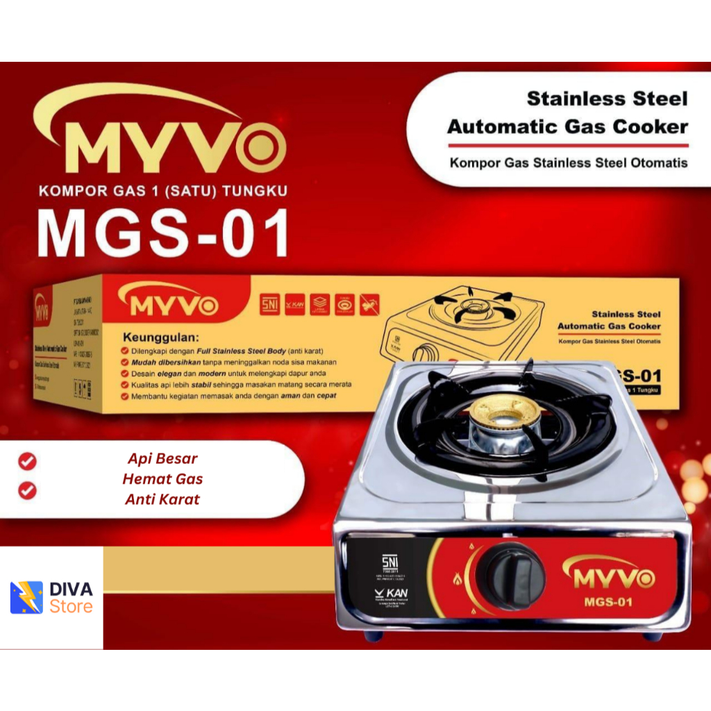 Jual Kompor Gas 1 Tungku Stainless Steel Premium Hemat Gas Api Besar ...