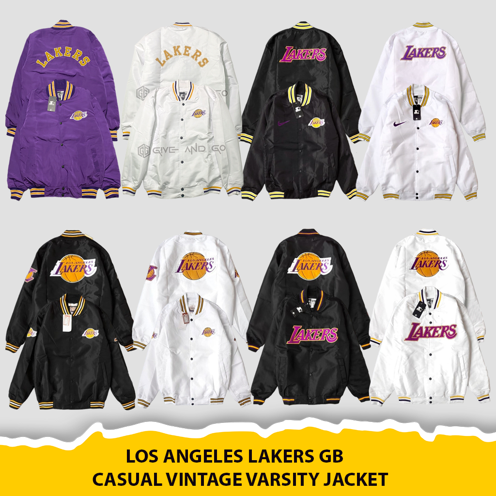 Jual JUMPSHOT Bomber Jaket Varsity Baseball Pria Wanita - Lakers Team ...
