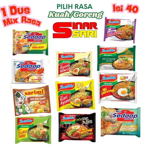 Jual Indomie/Mie Sedapp/Sarimie Mix Campur Rasa 1 Dus isi 40 Pcs [Tulis ...