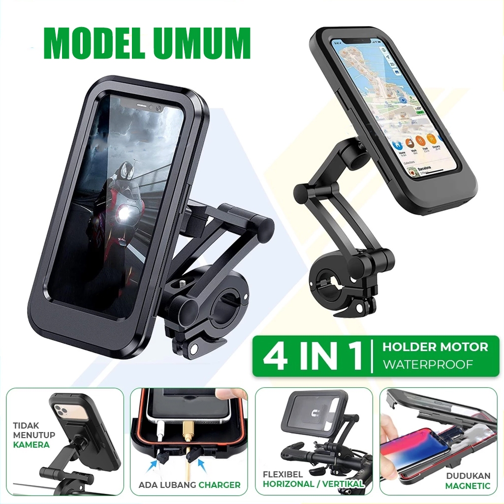 Jual Holder HP Motor Waterproof Kaca Spion Braket Pegangan Motor Stand ...