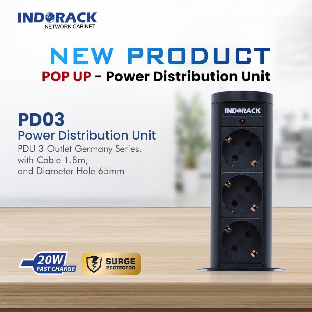 Jual INDORACK PDU 3 Outlet Stop Kontak Tanam 3 Lubang Pop Up Colokan ...