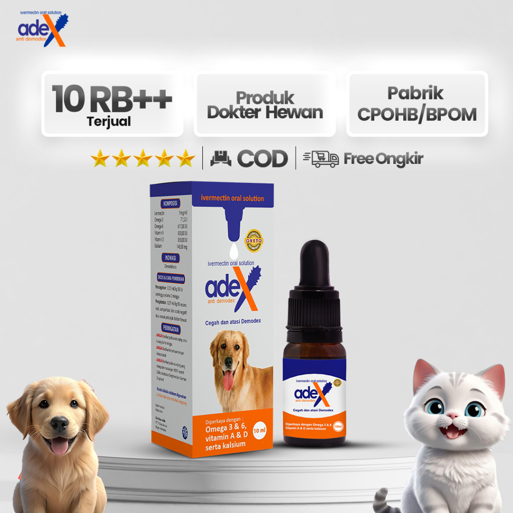 Jual Obat demodex demodek kudis gudikan botak anjing sirup adex 10 ml | Shopee Indonesia
