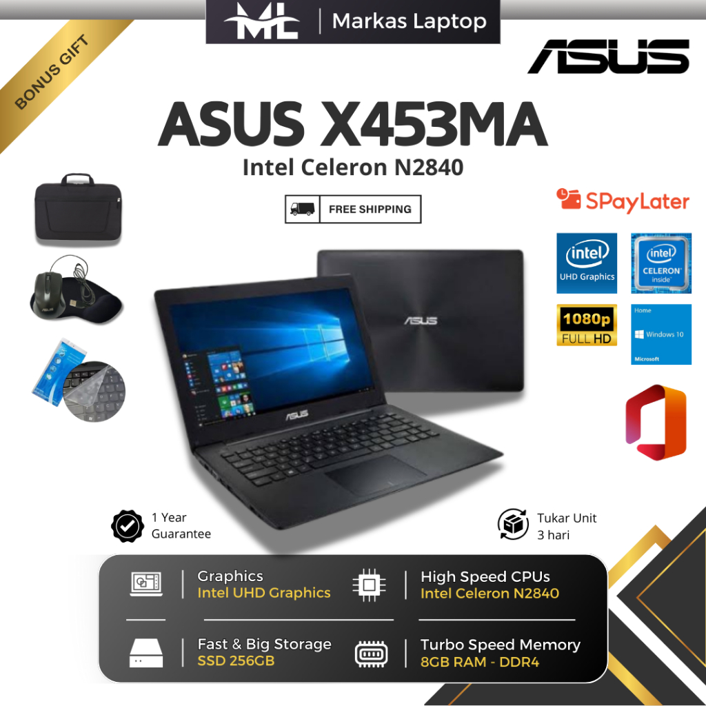 Jual LAPTOP ASUS X453MA INTEL CELERON N2840 RAM 8GB SSD 512GB 14" INCH ...