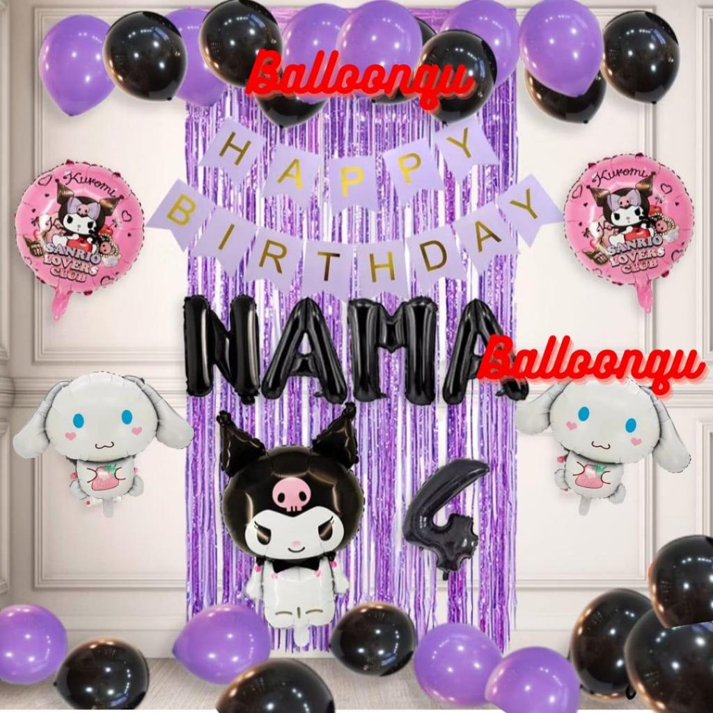Jual Paket Dekor Ulang tahun Kuromi Ungu Balon Happy Birthday Dekor ...