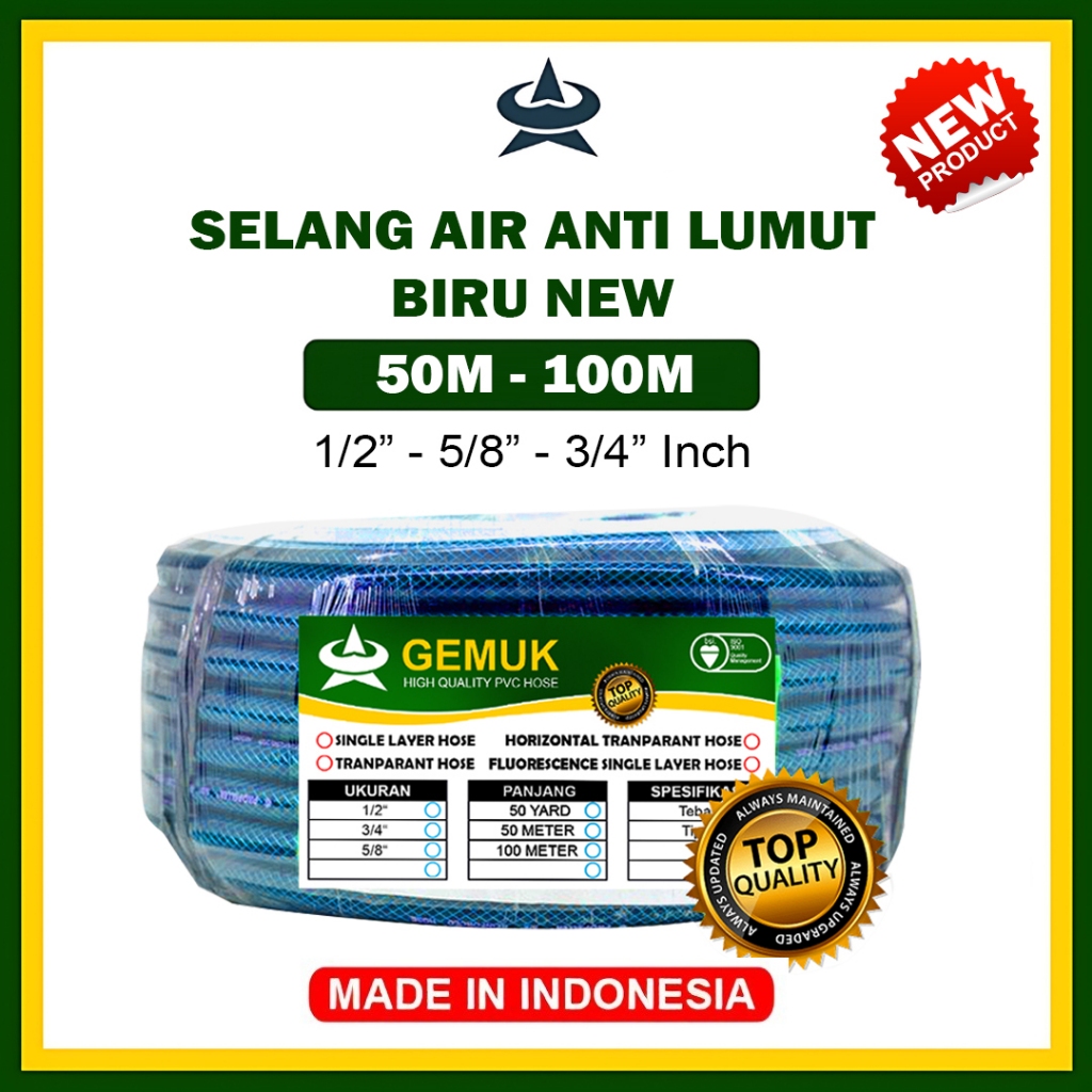 Jual GEMUK Selang Air 1/2 5/8 3/4 Inch 50 Meter 100 Meter Selang Benang Anti Lumut Selang Cuci ...