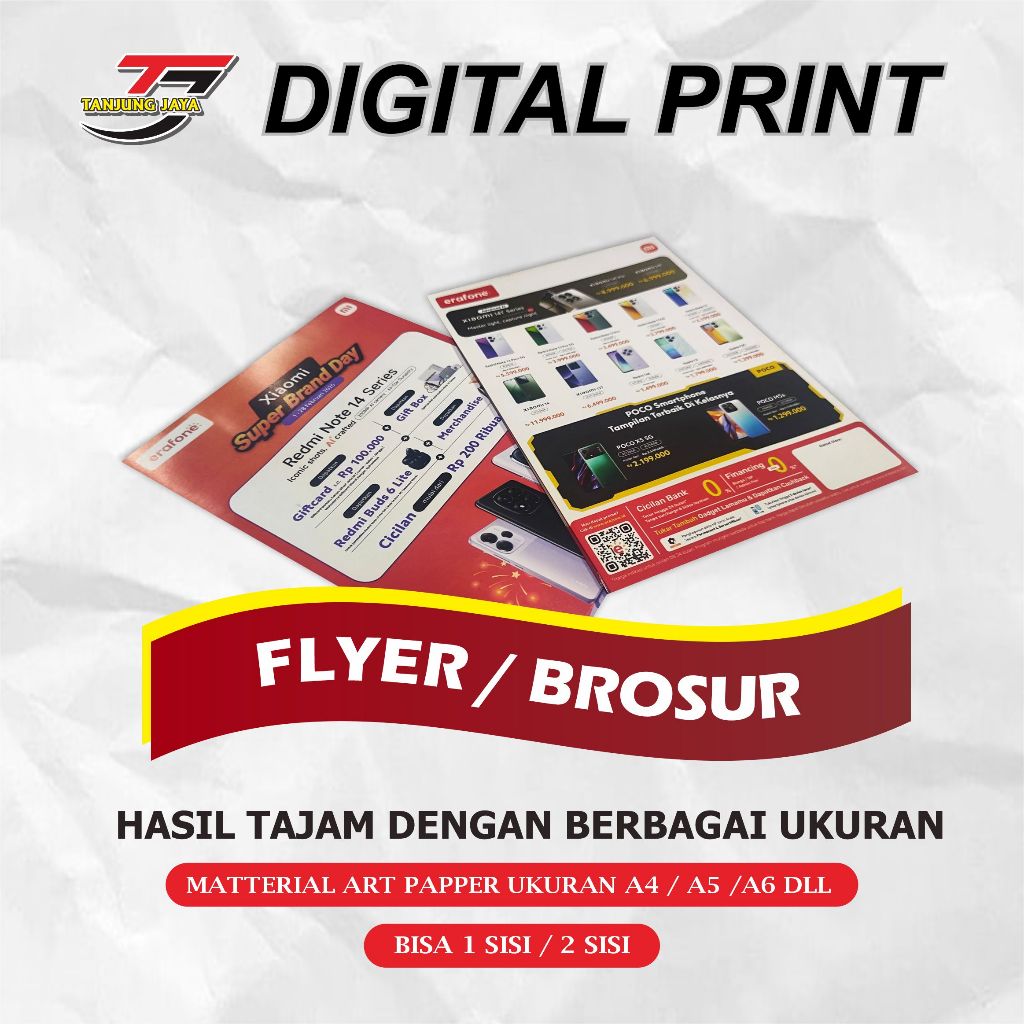 Jual BROSUR / FLYER BAHAN ART PAPER 150 GSM 1 & 2 SISI UKURAN A6 A5 A4 ...