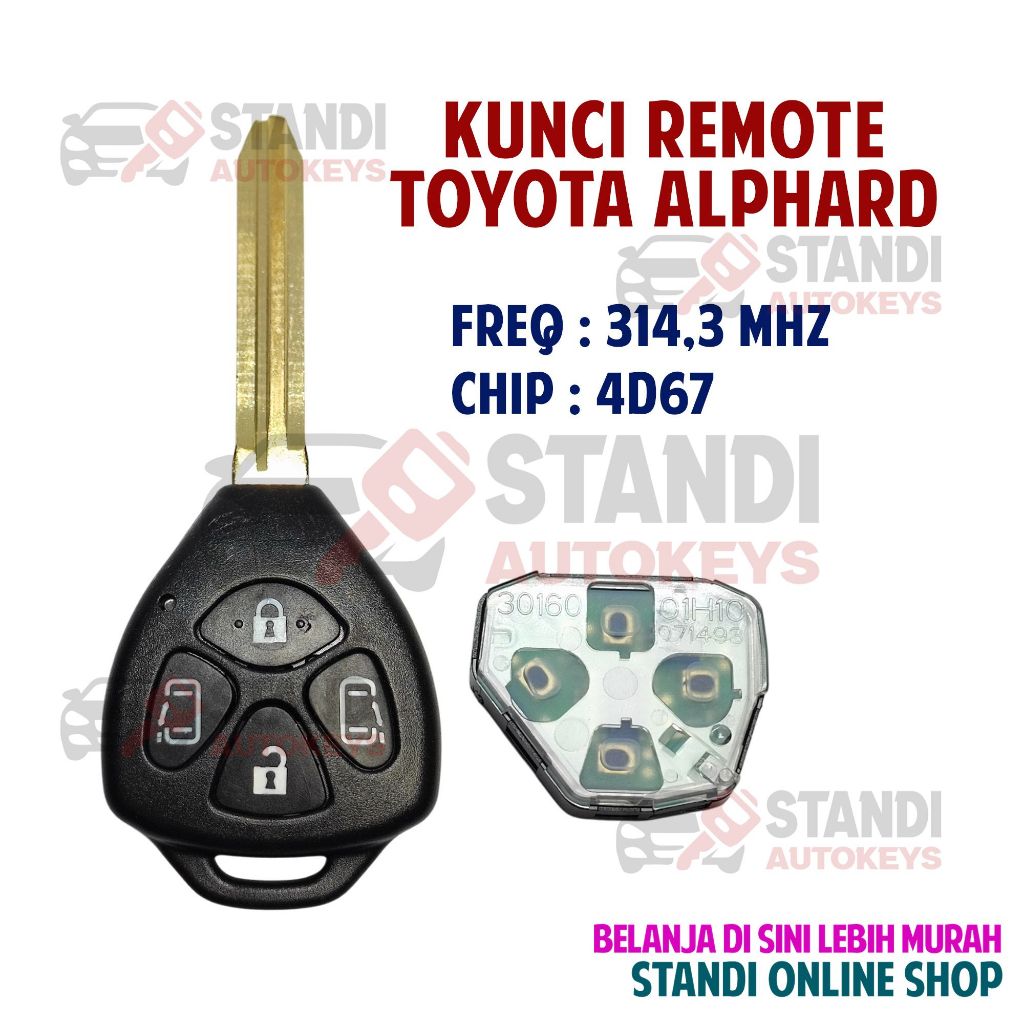 Jual Remote Kunci Chip Transponder Key FOB PCB Mobil Alphard Nav1 ...