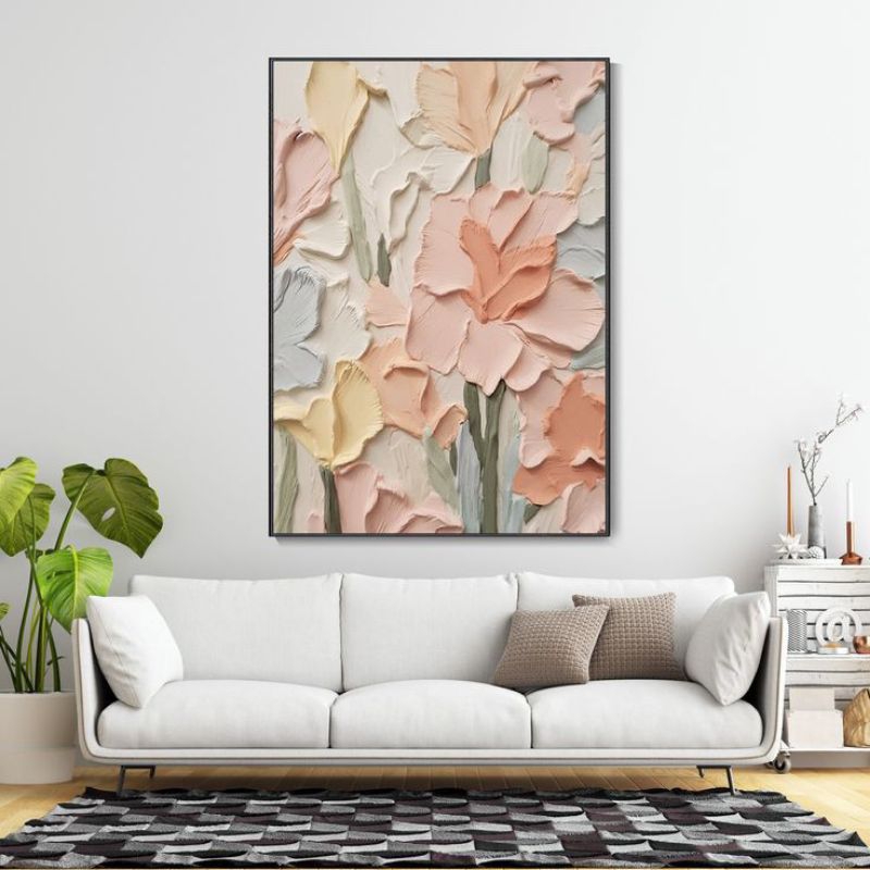 Jual Lukisan Dinding Bunga Tekstur Timbul Tebal Modern Art Aesthetic ...