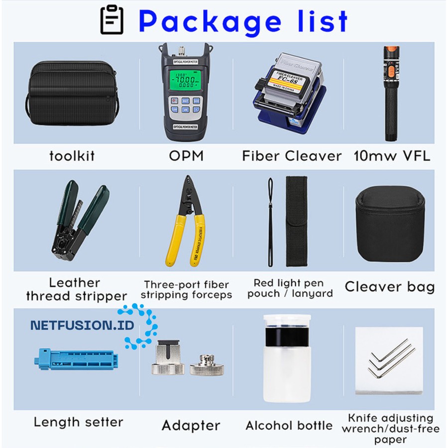 Jual FTTH Tool Kit Set PREMIUM Lengkap OPM VFL Cleaver FO Fiber Optik ...