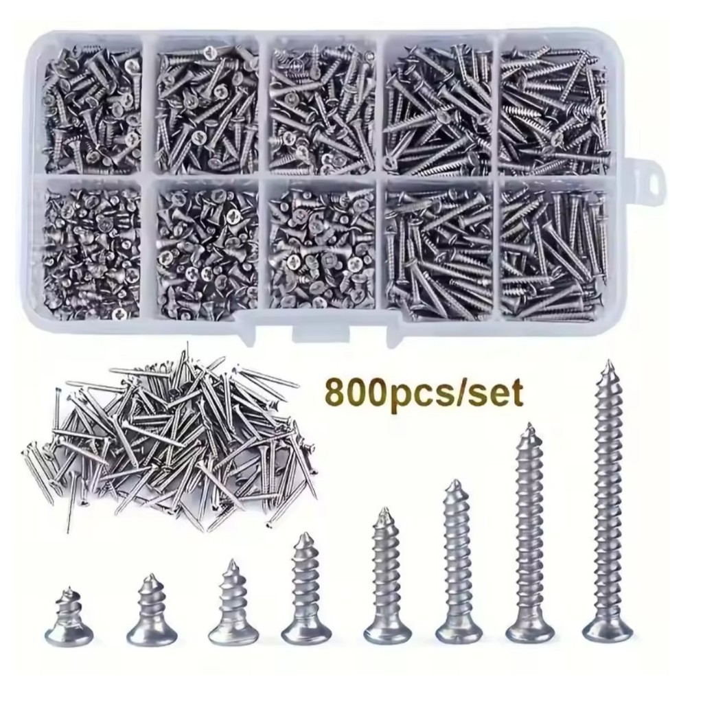 Jual 800pcs Self Tapping Wood Screws Set M2 Phillips Flat Head Sheet ...