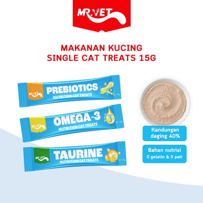 Jual Mr.Vet - SINGLE Cat Treats 15gr Omega 3, Prebiotik, Taurine SNACK ...