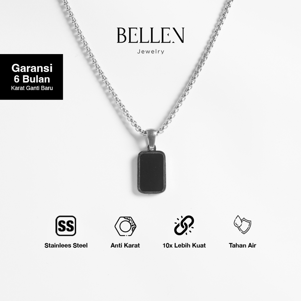 Jual Bellen - Kalung Silver Pria Liontin Persegi Titanium Anti Karat ...