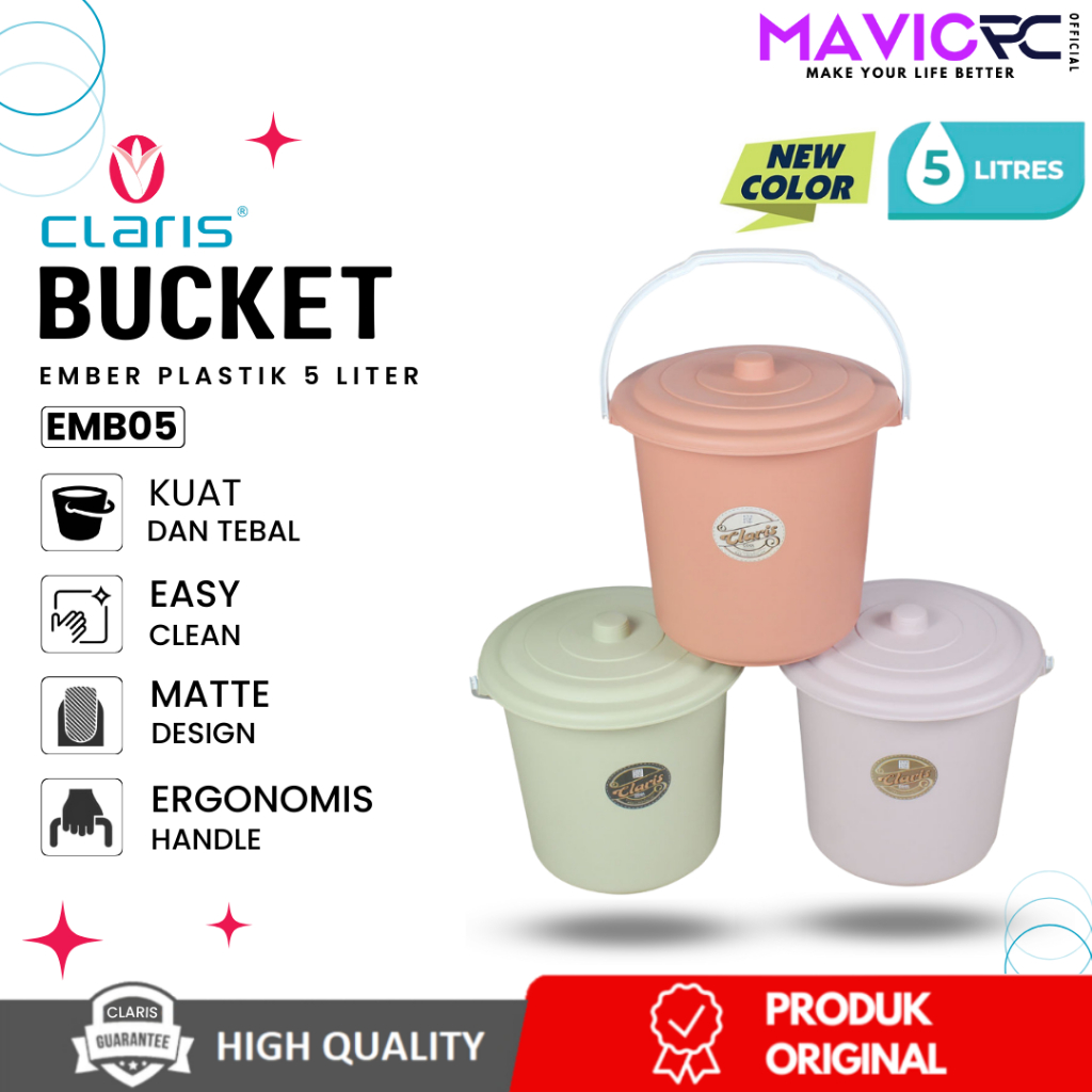 Jual Claris EMB-05 Ember Plastik 5 Liter Premium Aesthetic Bucket Anti ...