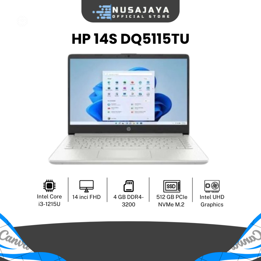 Jual HP 14s-dq5115TU Core i3 1215U 4GB 512GB SSD 14 inci FHD Win 11 ...