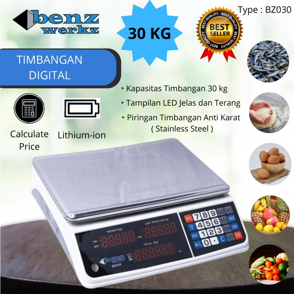Jual Timbangan Digital Benz BZ 030 30kg - 40kg / Timbangan duduk digital double display barang ...