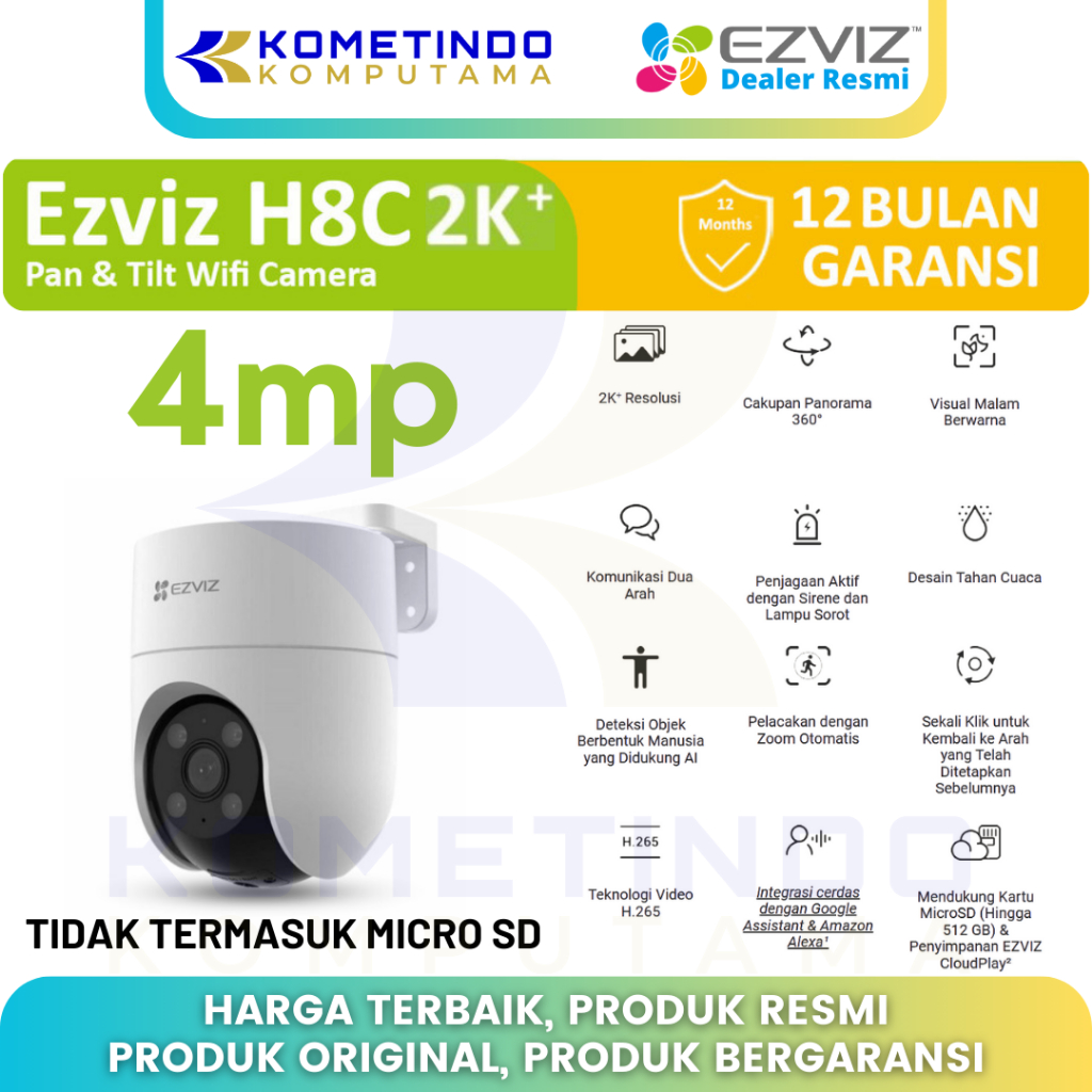 Jual H8C 4MP 2K+ EZVIZ Outdoor CCTV Pan & Tilt Wifi IP Camera Auto ...