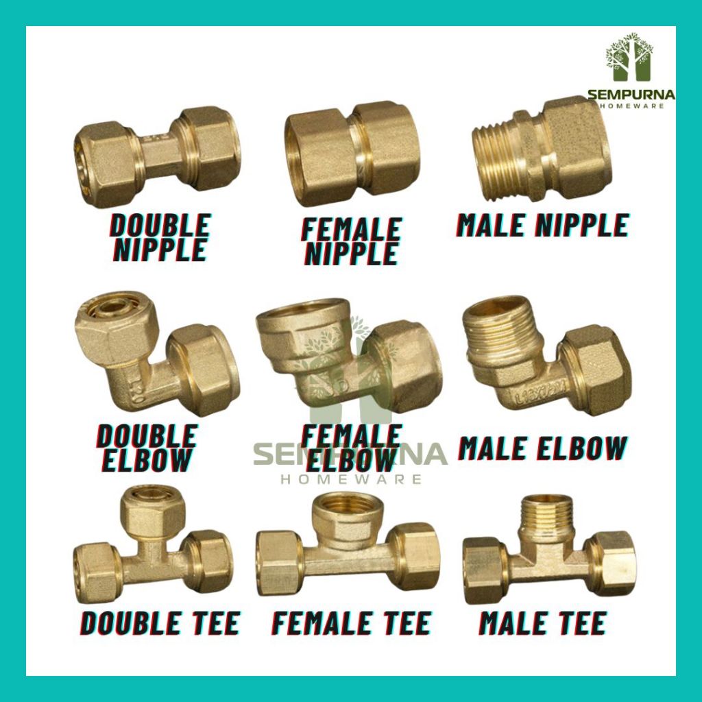 Jual FITTING SAMBUNGAN PIPA AIR PANAS KUNINGAN NEPEL ELBOW TEE DRAT DALAM DRAT LUAR 1216 X 1/2 ...