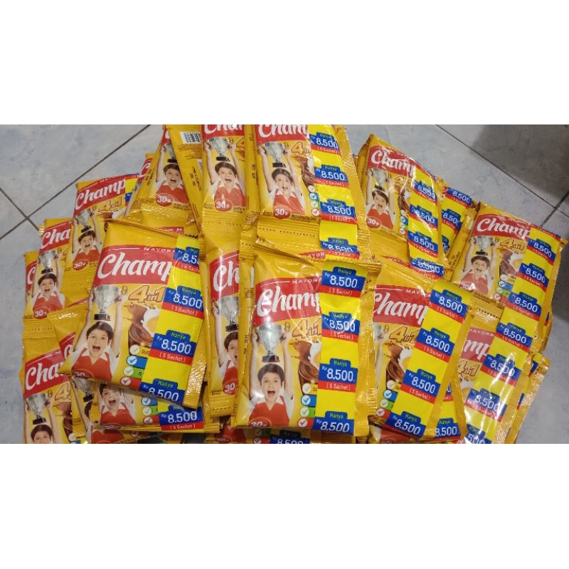 Jual Champion Susu Cokelat Malt ( 1Renceng isi 5Saset) - 30Gr | Shopee ...