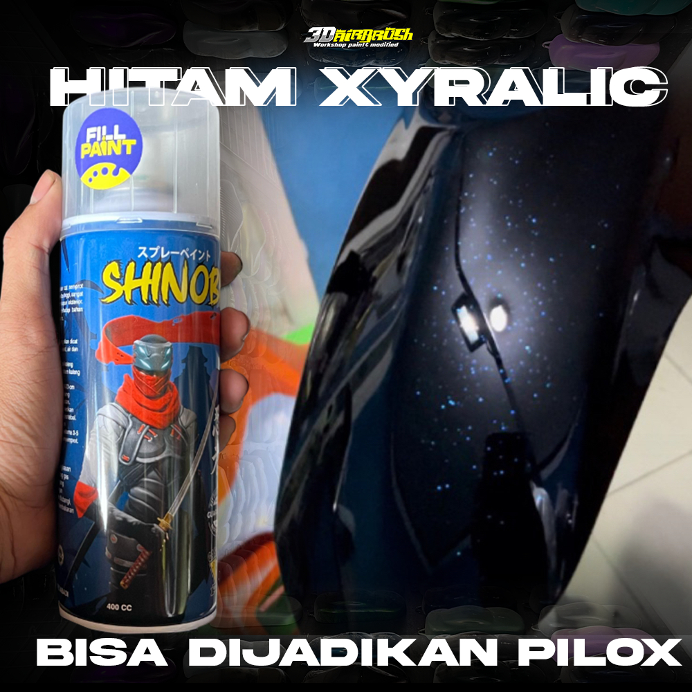 Jual ( BISA DIJADIKAN PILOX ) CAT HITAM GLOSY + EFFECT XYRALIC BIRU ...