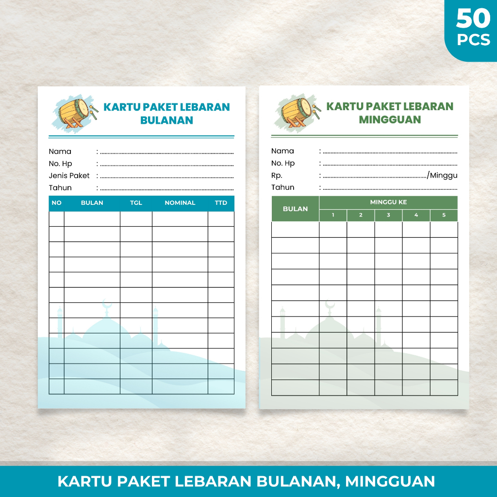 Jual (Isi 50 PCS) Kartu Paket Lebaran Bulanan, Mingguan / Kartu Paket ...