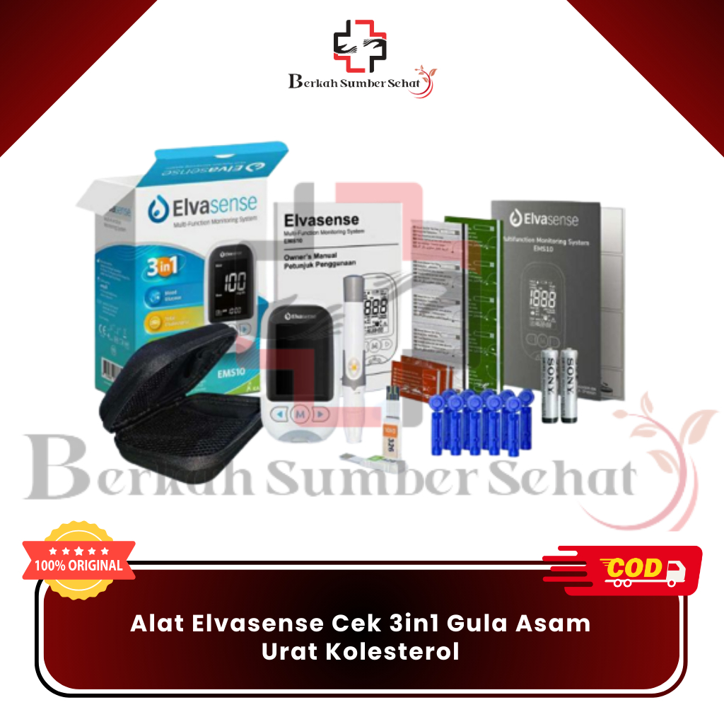 Jual Alat ELVASENSE Cek GCU 3in1 EMS10 Gula Kolesterol Cholesterol Asam ...