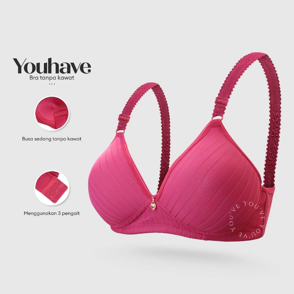 Jual You've ( You Have ) BH Bra Wanita BH Tanpa Kawat Busa Tipis Motif ...