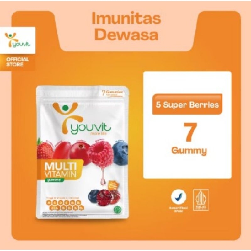 Jual Multivitamin Gummy Dewasa untuk Imunitas | Youvit Multivitamin Dewasa 7 Hari dengan Vitamin ...