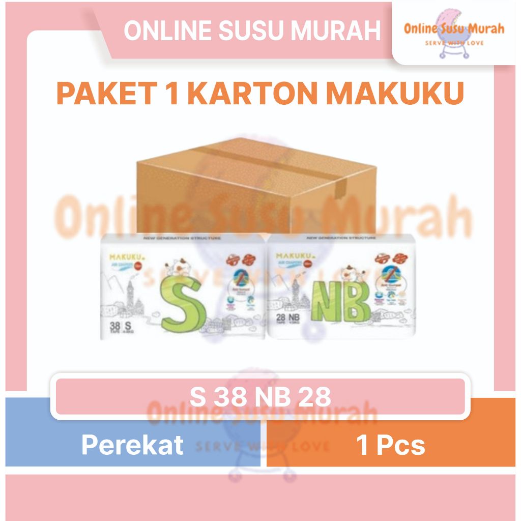 Jual MAKUKU SAP DIAPERS PAKET 1 KARTON TAPE S38 NB28 SLIM S 38 NB 28 PPKS | Shopee Indonesia
