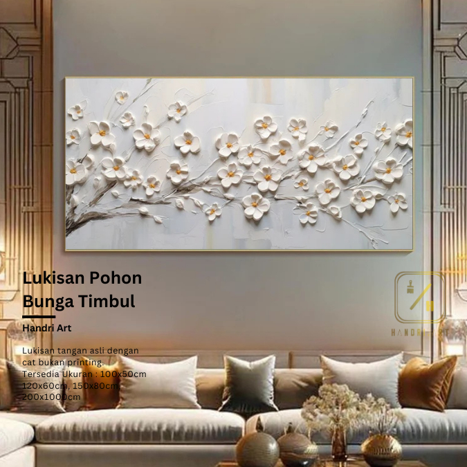 Jual Lukisan Pohon Bunga Timbul Cantik | Posisi Lanscape | Lukisan ...