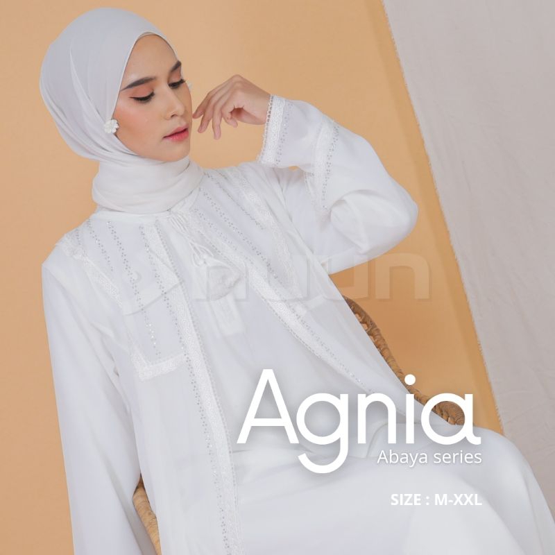Jual Agnia abaya putih polos gamis hitam putih jetblack premium abaya arab abaya Turkey umroh ...