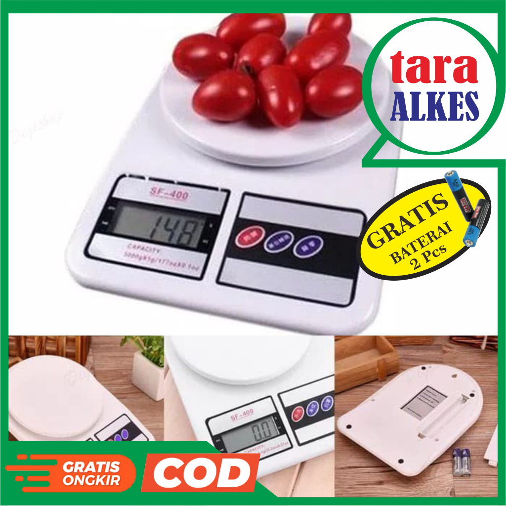 Jual Timbangan Dapur Kue 10KG FREE BATERAI Digital SF-400 YK-F400 MODEL ADVANCED 10KG Digital ...