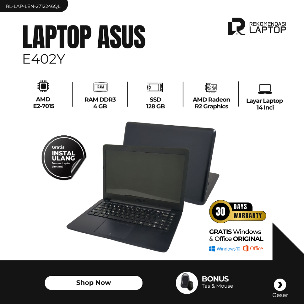 Jual Asus E402Y AMD E2-7015 AMD Radeon R2 Graphics RAM 4 GB SSD 128 GB ...