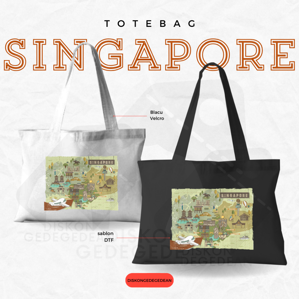 Jual DiskongedegedeanTote Bag Singapore Totebag Sablon Oleh Oleh ...
