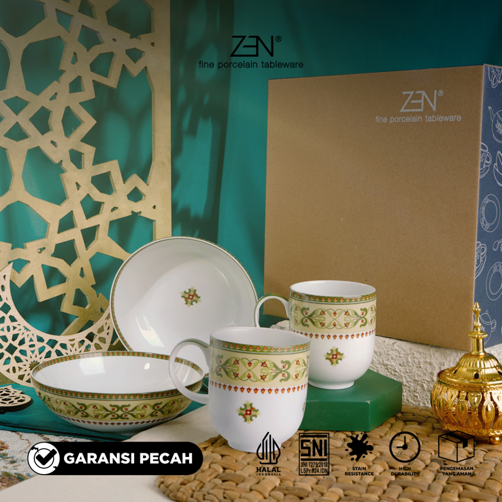 Jual ZEN Hampers Dinner Set Mug Mangkuk Keramik Sahara Blossom isi 4 ...