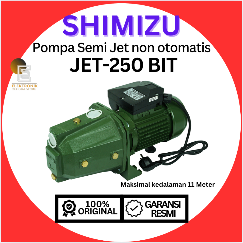 Jual SHIMIZU JET 250 BIT Pompa Air Sumur Dangkal maksimal kedalaman 11 Meter Non Otomatis/100% ...