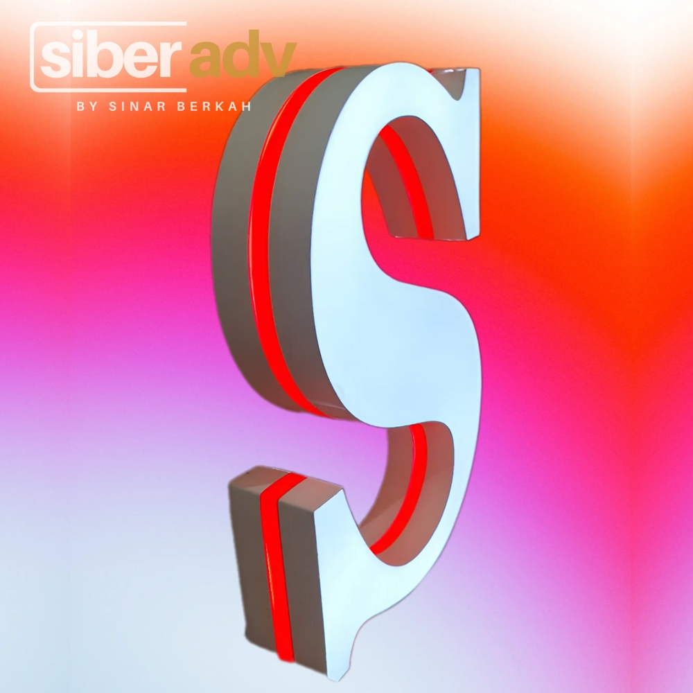 Jual huruf timbul 3 D list samping akrilik tengah bercahaya warna merah ...