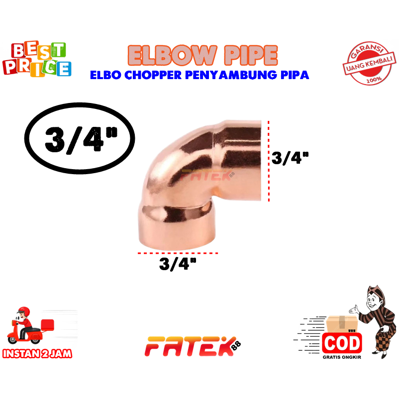 Jual ELBOW TEMBAGA 3/4" | KENI CHOPPER | KNEE TEMBAGA | ELBO COPPER ELBOU TEMBAGA FITTING PIPA 3 ...