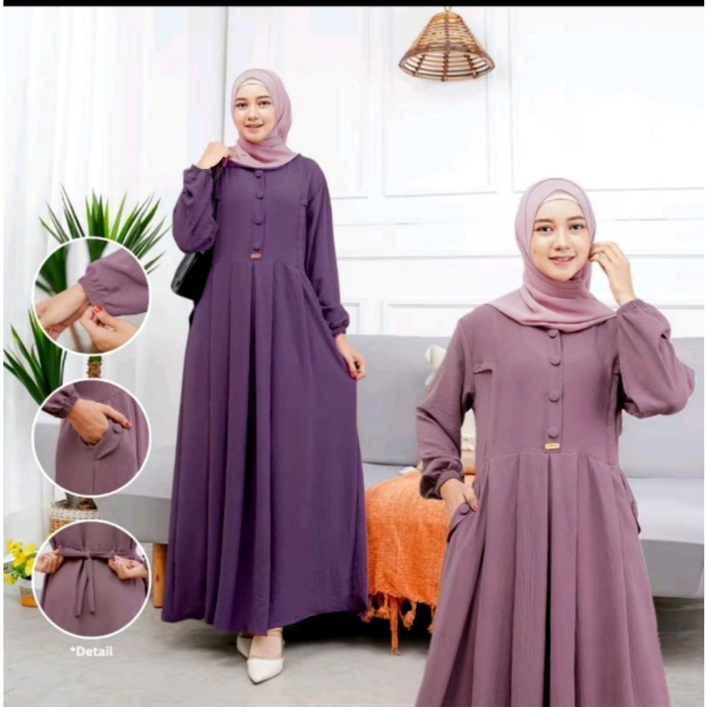Jual Amira Dress Gamis Crinkle Airflow Dress Muslimah Masa Kini Muat ...
