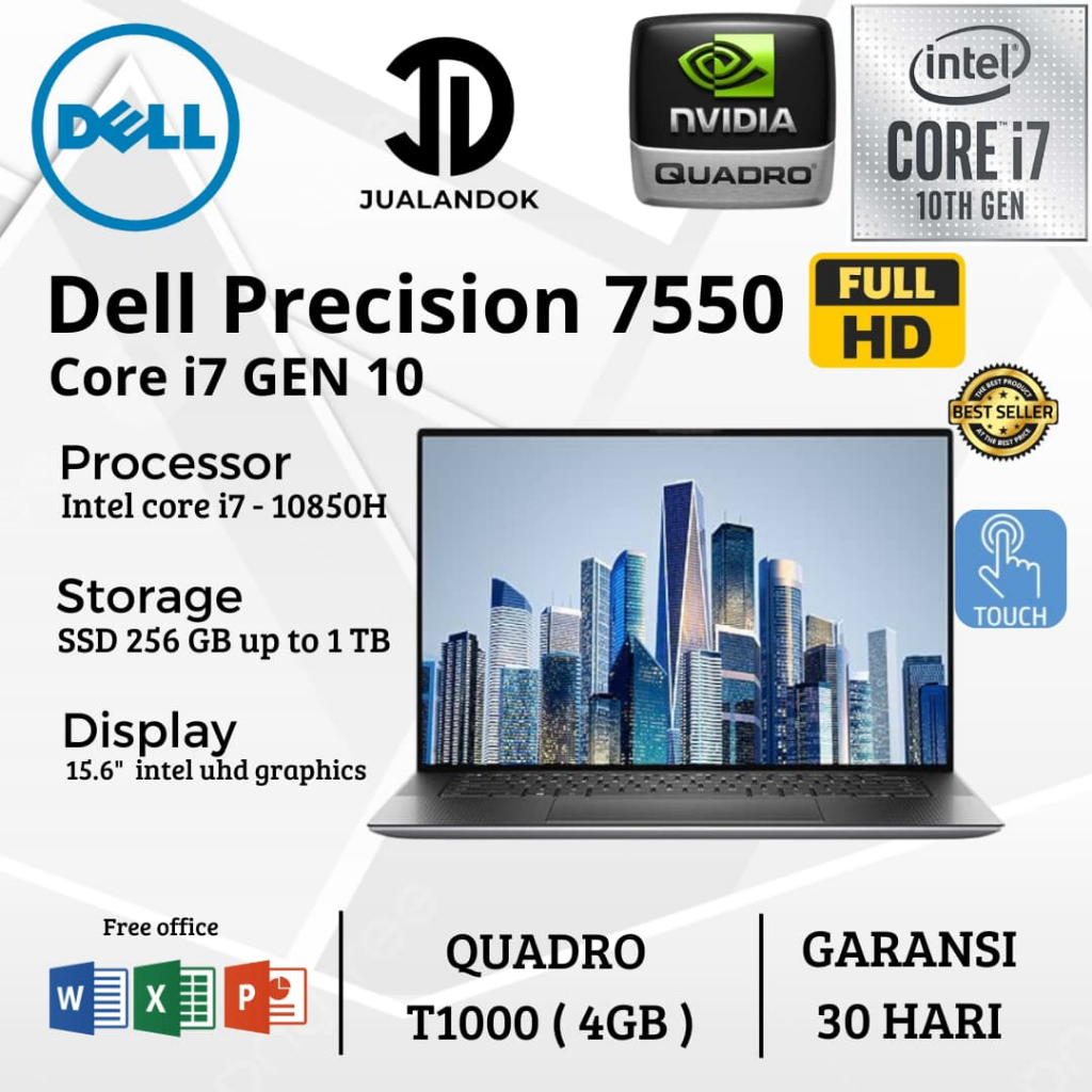 Jual Laptop Dell Precision 7550 Core i7 Gen 10 - RAM 32GB - SSD 1TB ...