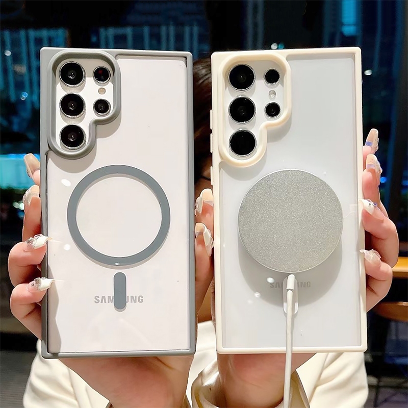 Jual CrashStar Magnetic Wireless Charging Clear Hard Acrylic Shockproof Phone Case For Samsung ...