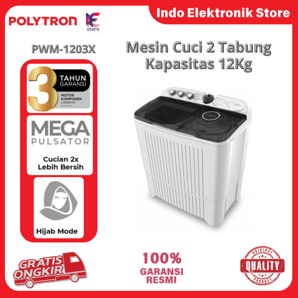 Jual MEsin Cuci 2 Tabung Kapasitas 12Kg - PWM-1203X - Garansi Resmi ...
