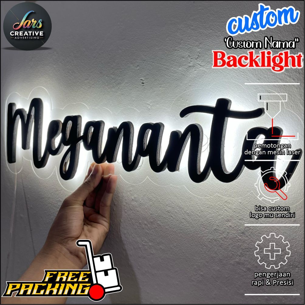 Jual LAMPU LED HURUF/NAMA TIMBUL BACKLIGHT ACRYLIC CUSTOM CUTTING ...