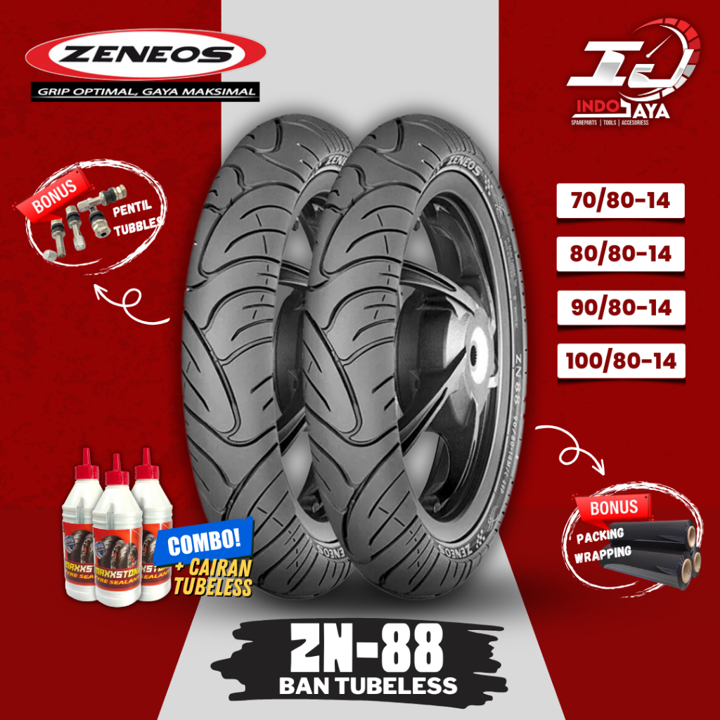 Jual [READY COD] BAN LUAR TUBELESS ZENEOS ZN88 (70/80-14 - 80/80-14 ...