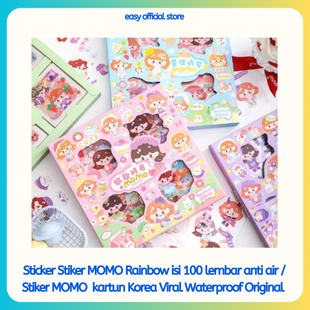 Jual Sticker Stiker MOMO Rainbow isi 100 lembar anti air / Stiker MOMO ...