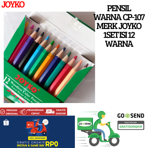 Jual CP-107 Pensil Warna Joyko 12 Warna Pendek | Shopee Indonesia