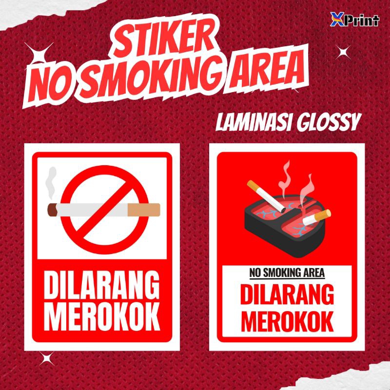 Jual Sticker dilarang merokok no smoking area 15cmx20cm & 20cmx30cm ...