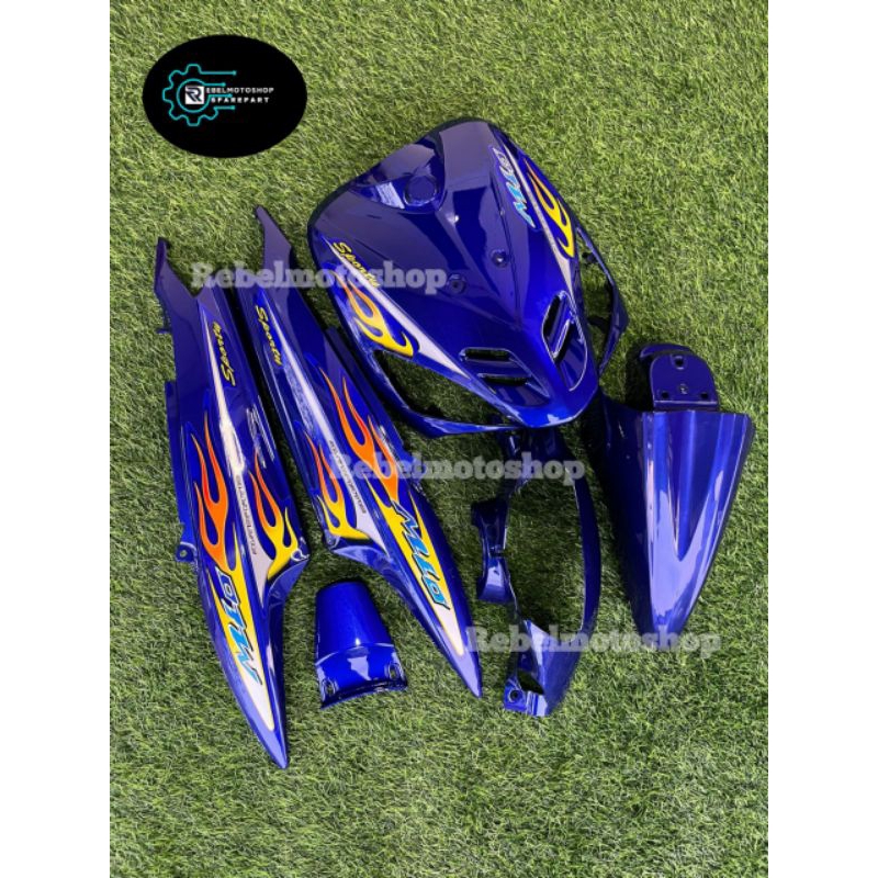 Jual Cover full body halus Yamaha Mio sporty biru plus striping Api ...