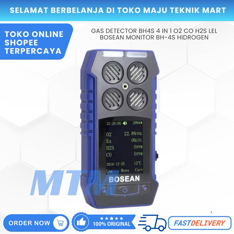 Jual Gas Detector BH4S 4 in 1 O2 CO H2S LEL BOSEAN Monitor BH-4S Hidrogen | Shopee Indonesia